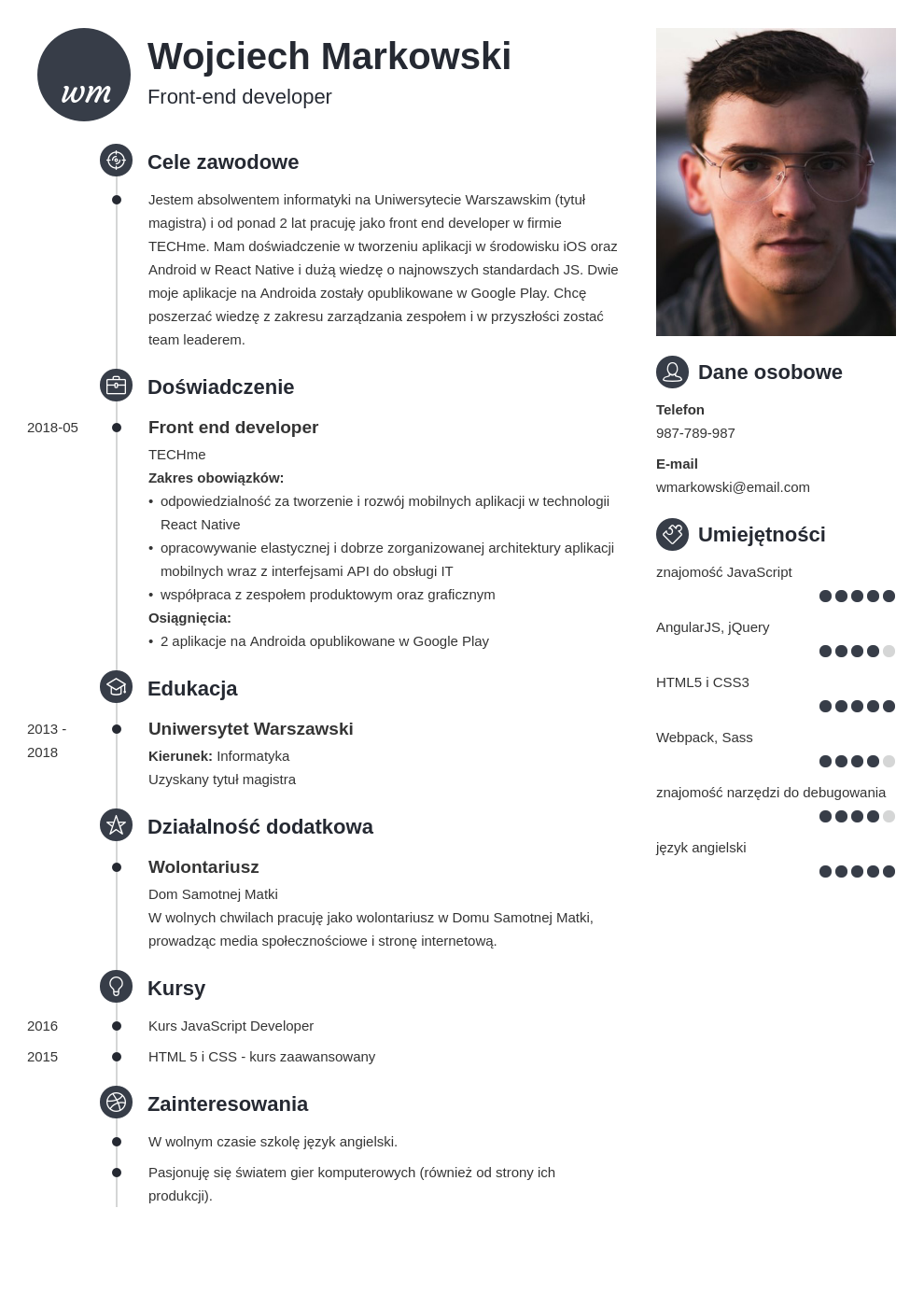 CV front end developer - wzór, przykłady i 5+ porad