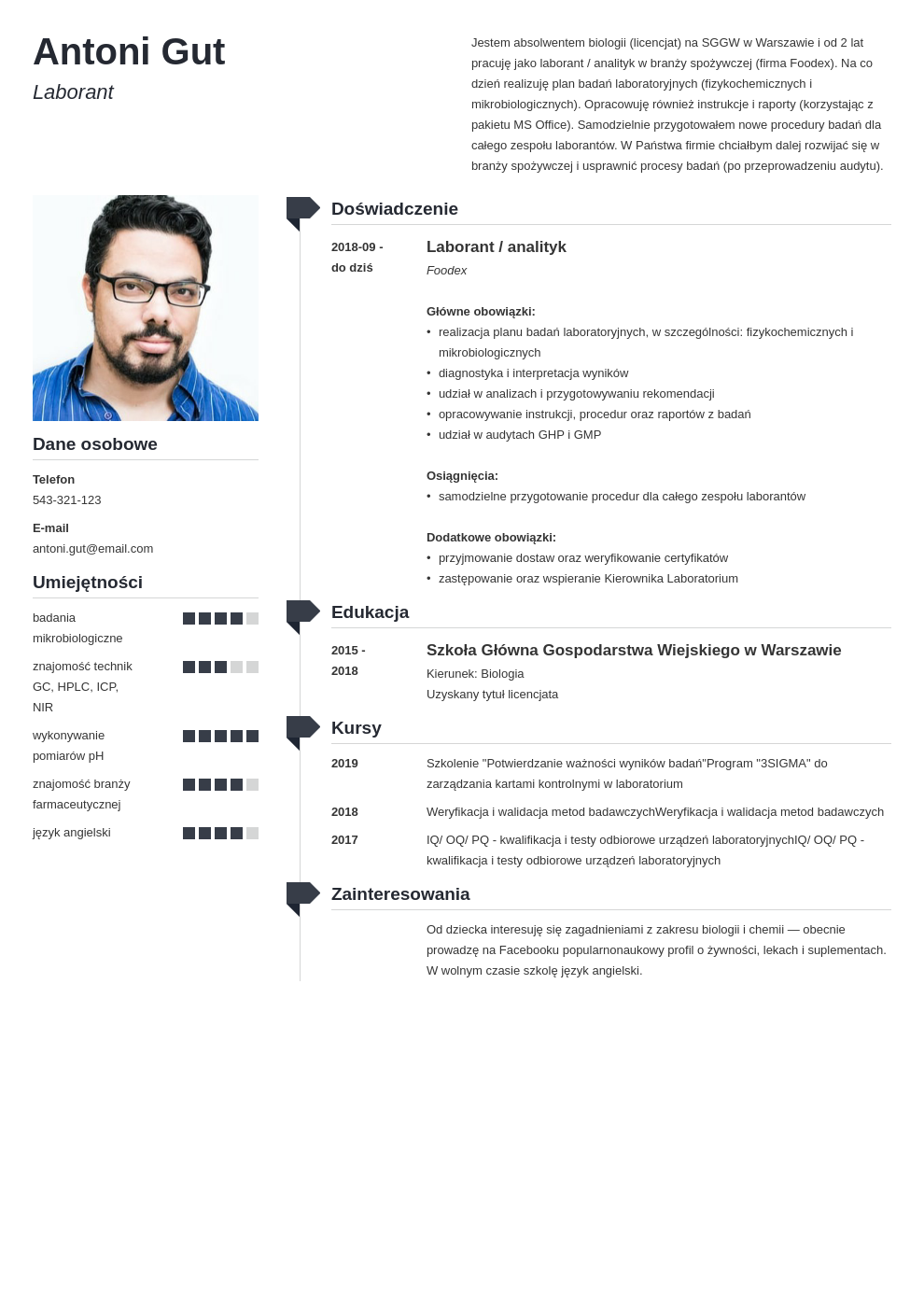 CV i list motywacyjny laborant / do laboratorium (Wzór)