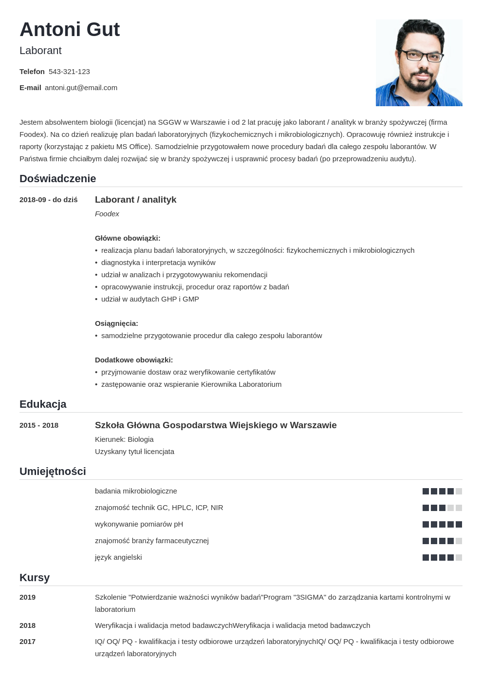 CV i list motywacyjny laborant / do laboratorium (Wzór)