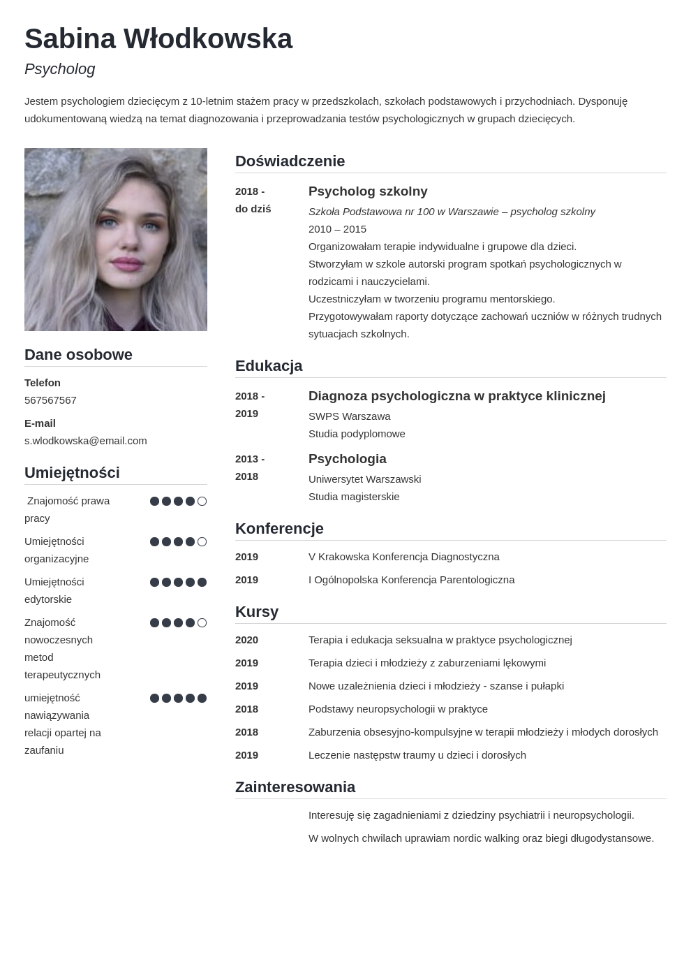 CV psychologa [też bez doświadczenia]: wzór 2026 i porady