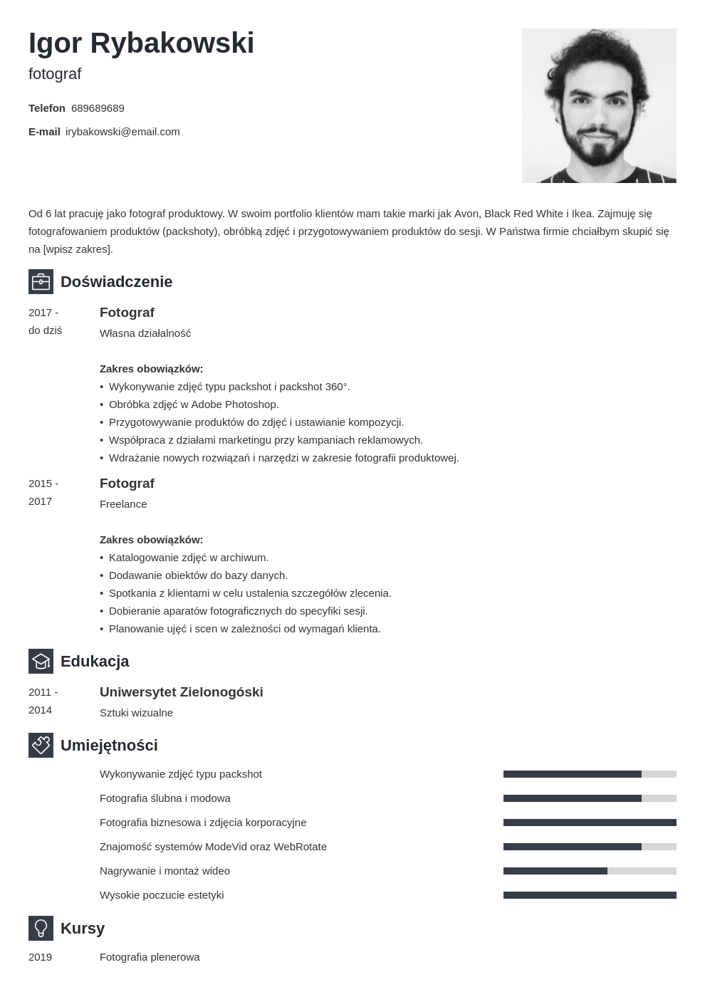 CV template Word w DOC / DOCX za darmo