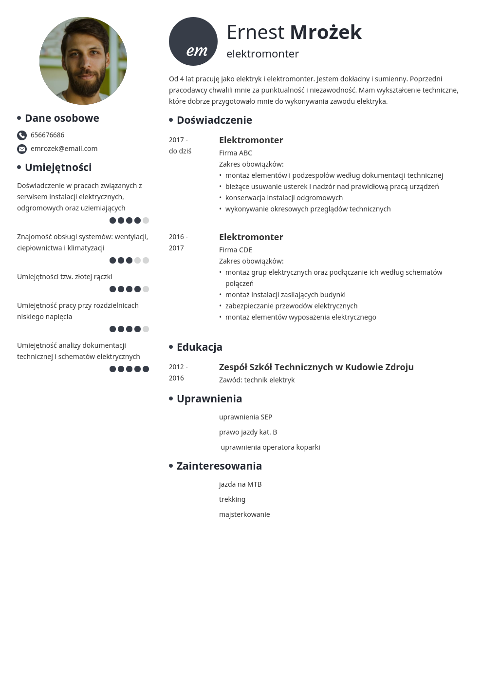 Druk CV do wypełnienia i pobrania online w PDF