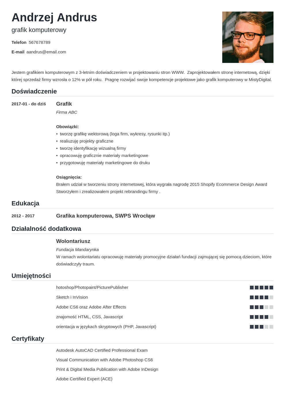 CV grafika komputerowego i list motywacyjny [wzór Pdf]