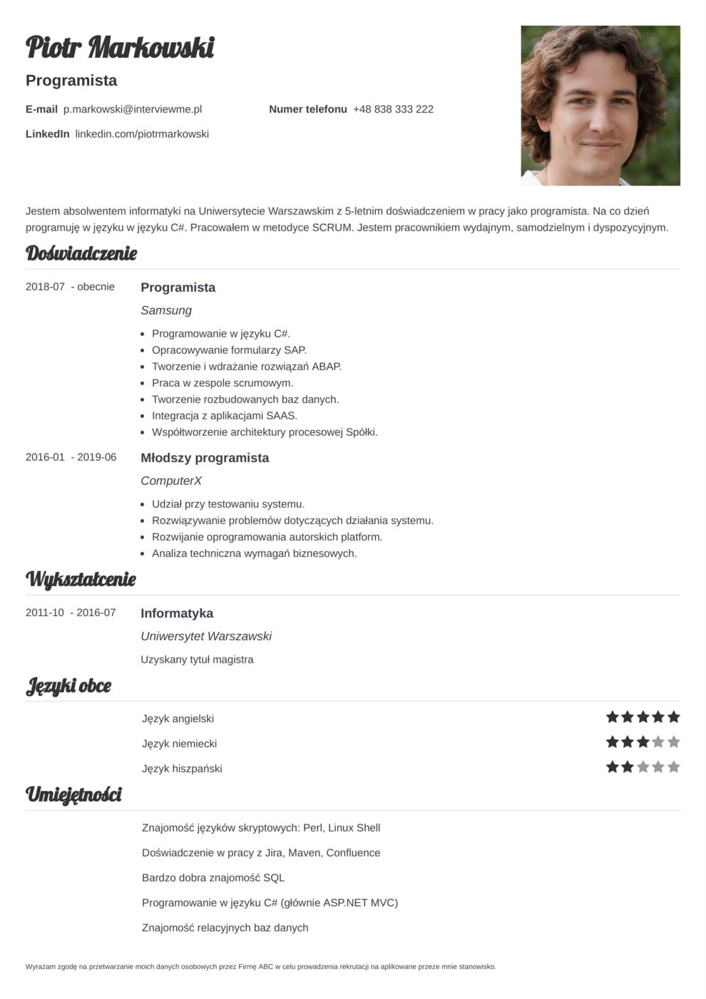 Wzór CV 2025 do pobrania: przykładowe CV do pracy