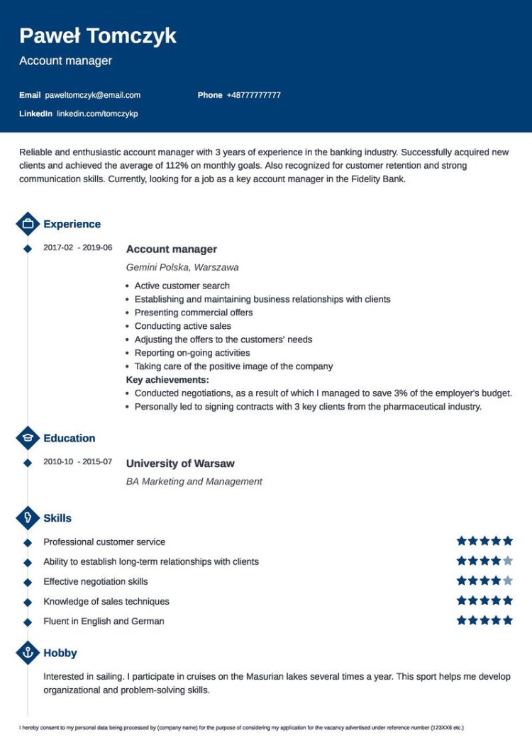 English CV Example Jak Napisa How To Write 